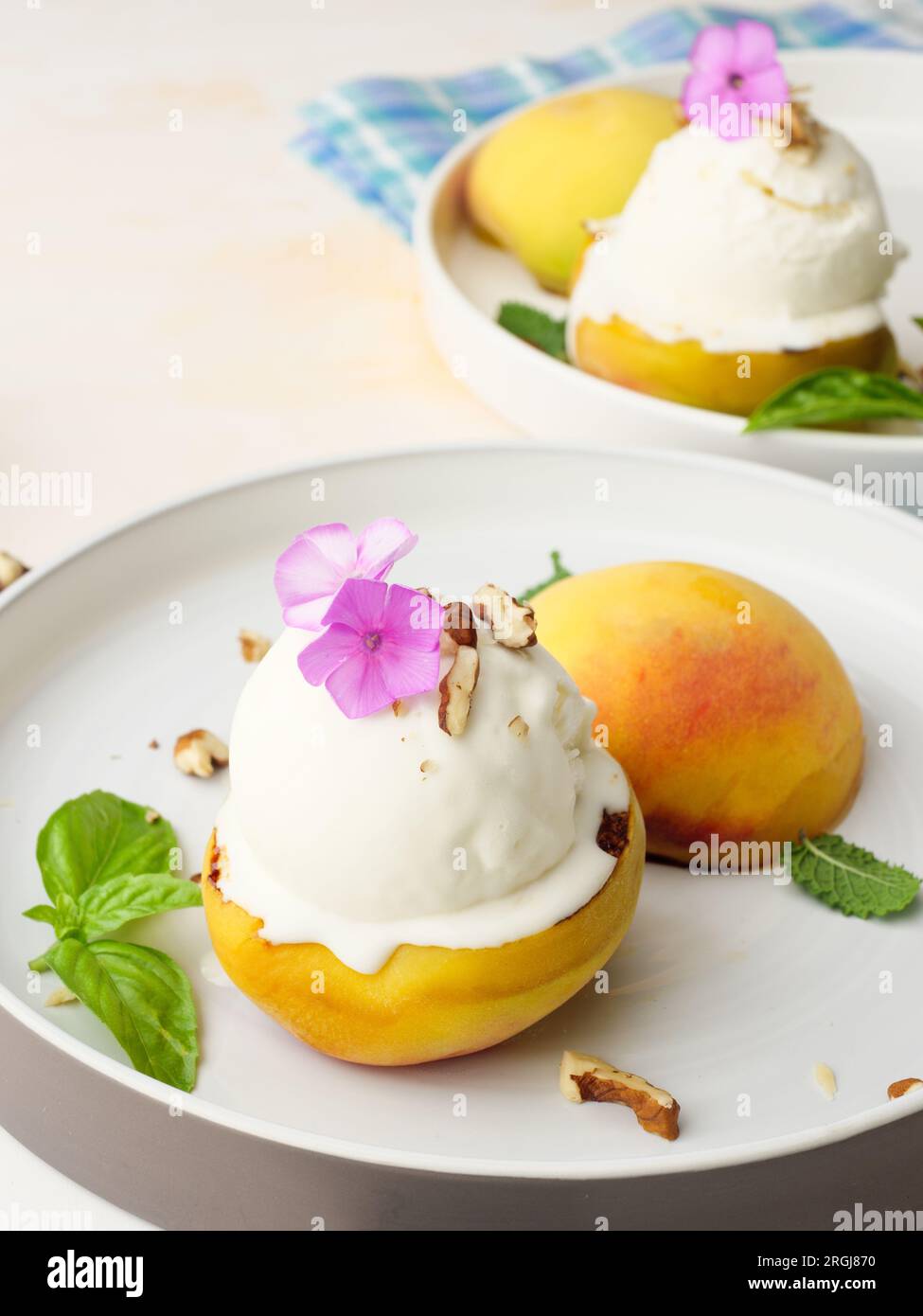 Grilled peaches with stripes. Grilled peaches with stripes. With ice ...