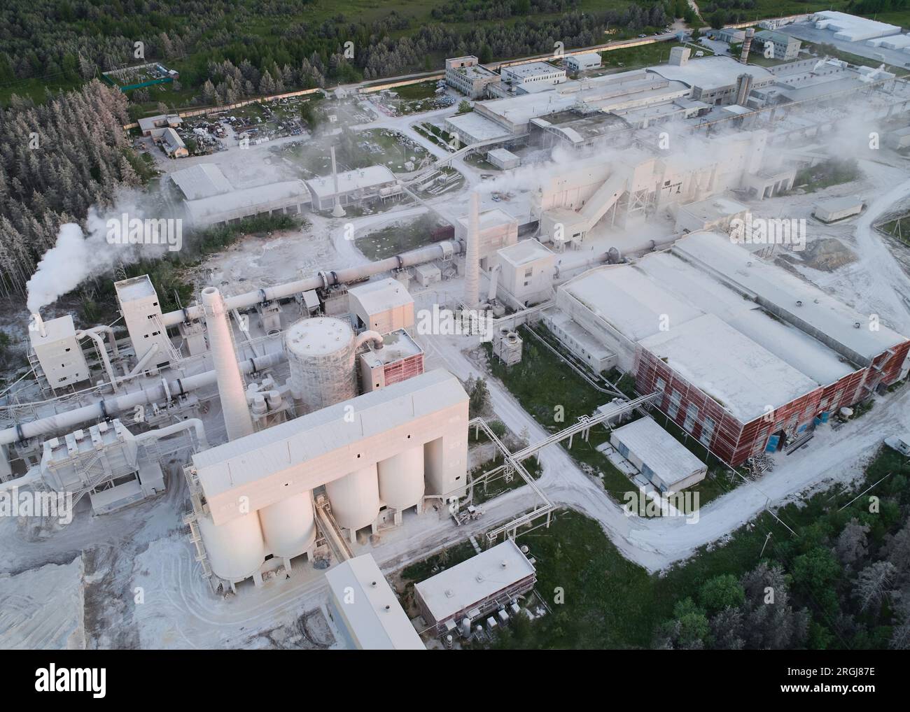 Silos for calx storage at silica bricks manufacturing plant Stock Photo ...