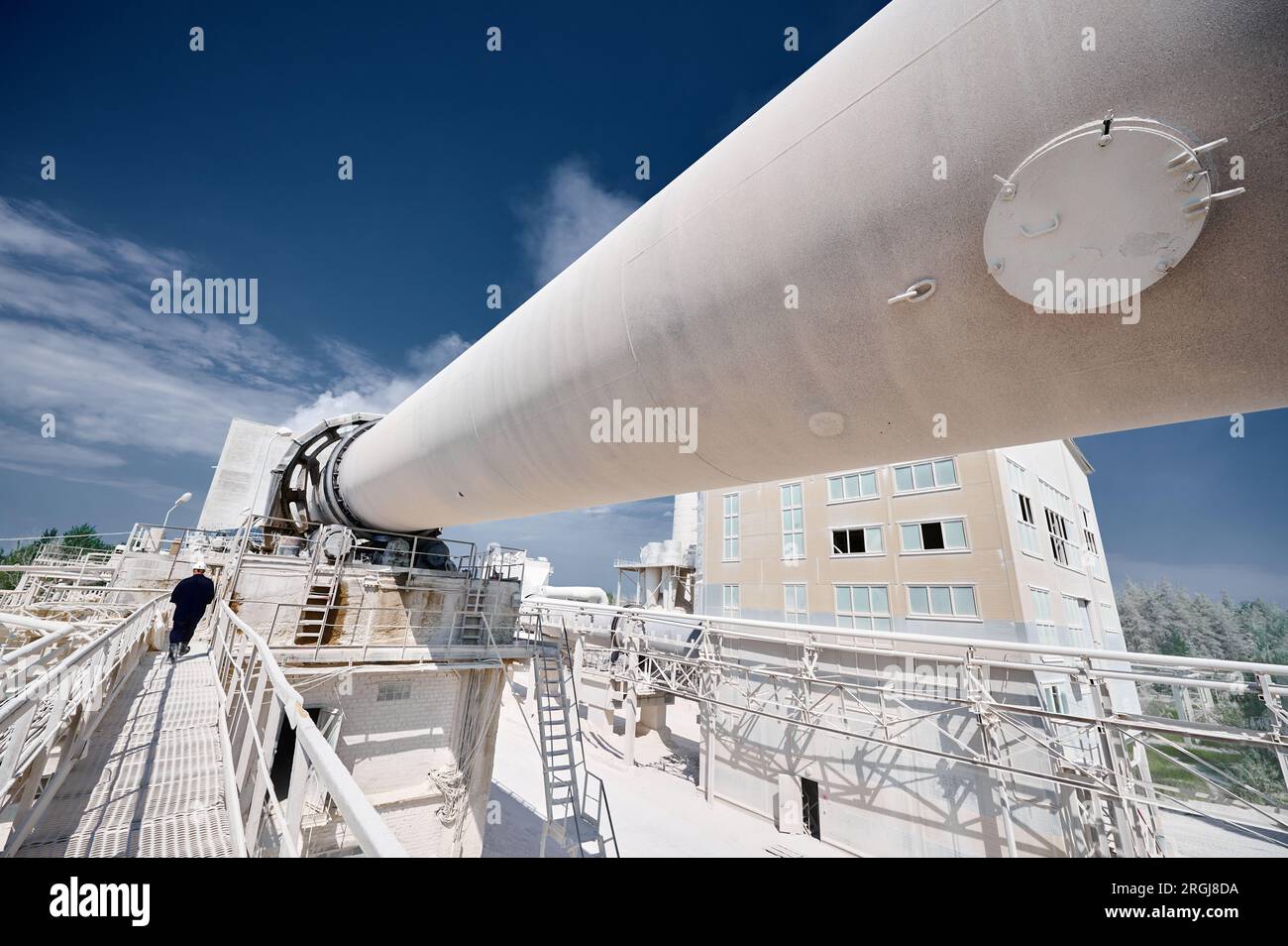 Roasting rotary furnace with pipe at manufacturing plant Stock Photo ...