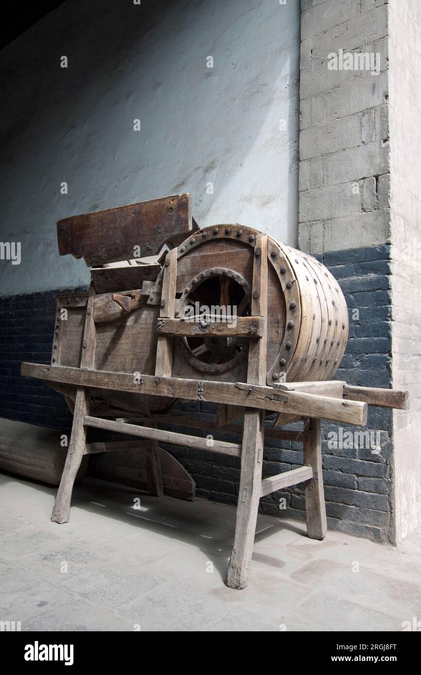 wooden farm tools in a historical museum, China Stock Photo - Alamy