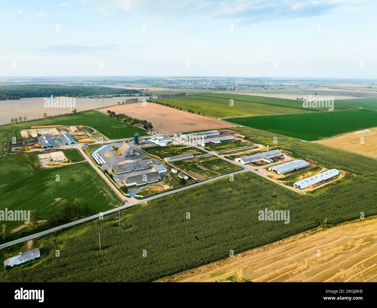 Countryside farming with plantations and livestock farms Stock Photo ...