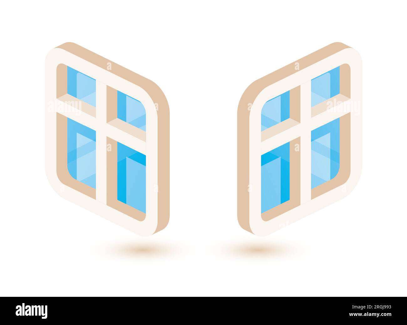 Isometric 3D windows set isolated on white background. Vector ...