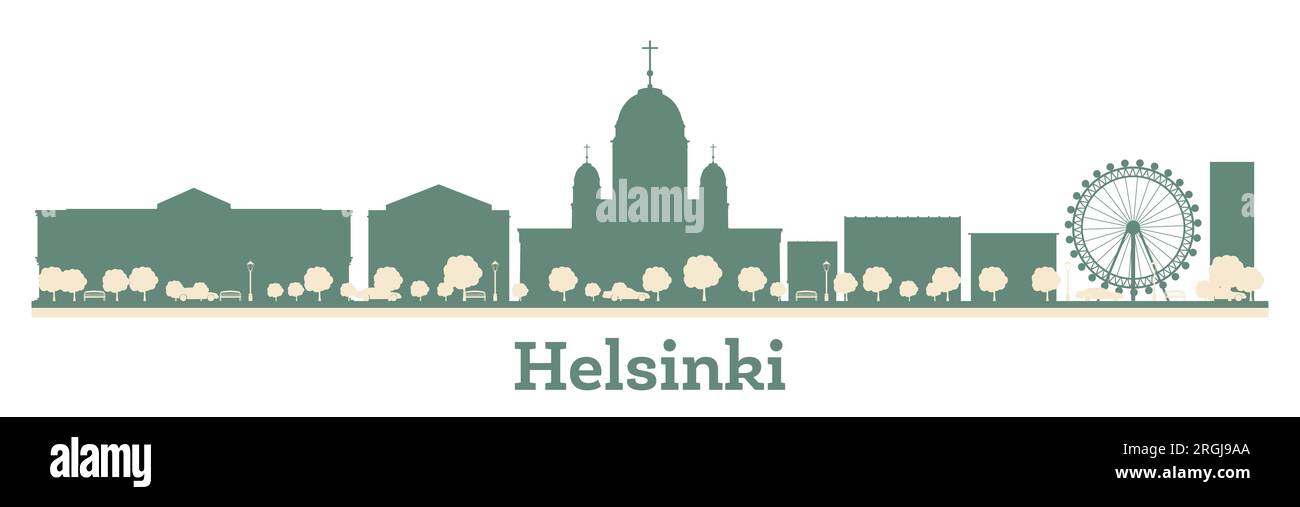 Abstract Helsinki Finland city skyline silhouette with color buildings ...