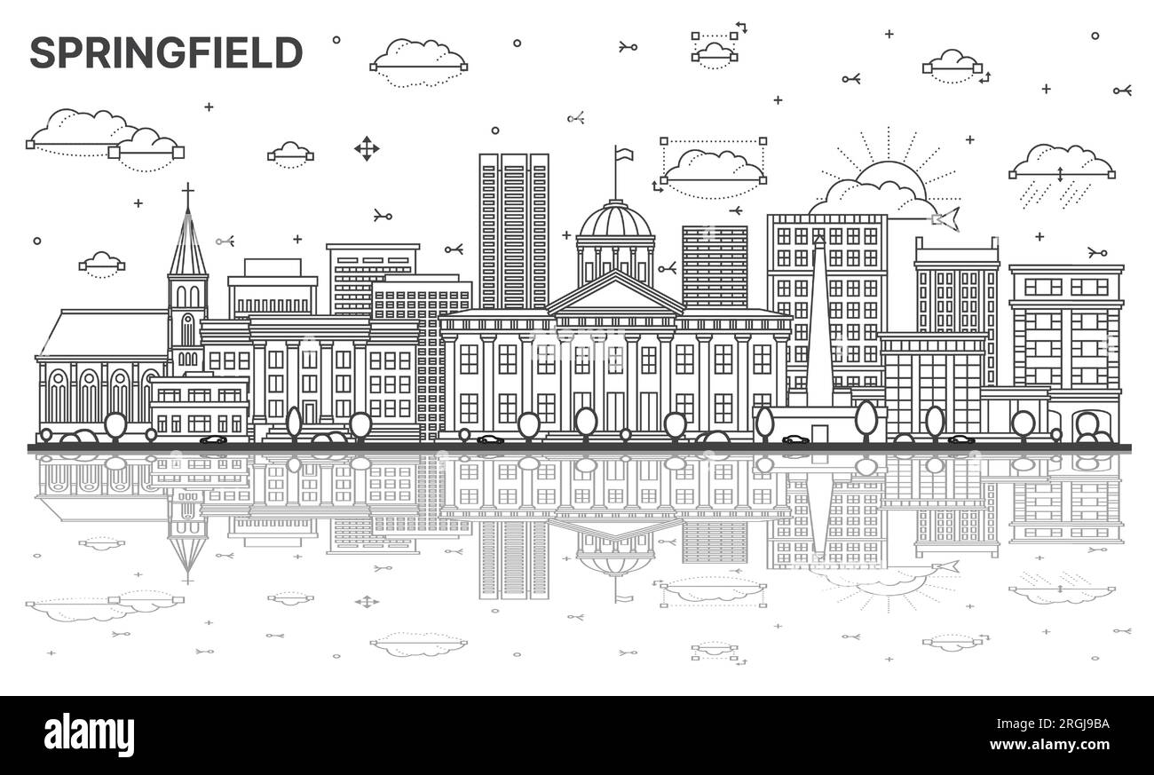 Outline Springfield Illinois City Skyline with Modern Buildings and ...