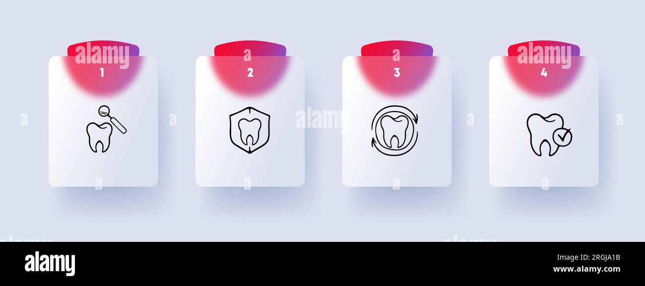 Dental treatment line icon. Caries, enamel, dentist, veneers, bleaching ...