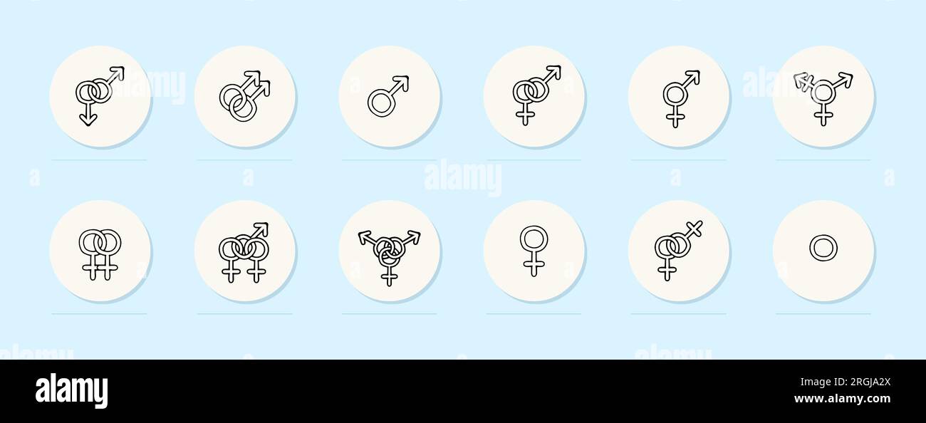 Gender Identity Line Icon Lgbt Masculinity Femininity Transgender Queer Pastel Color