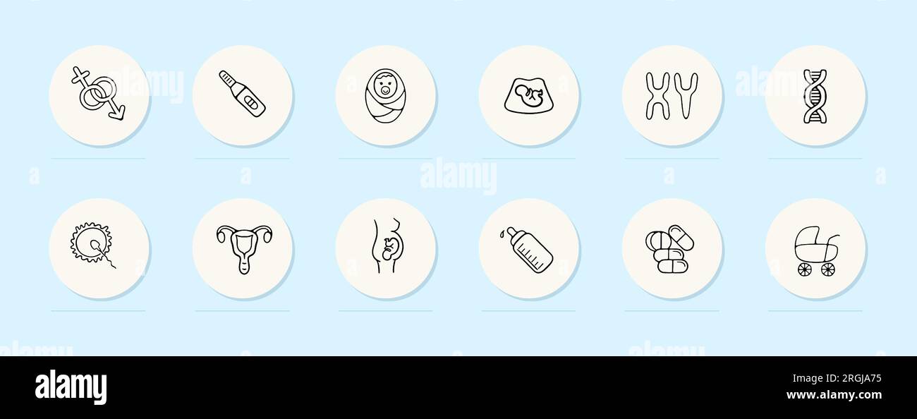 Motherhood line icon. Gender party, pregnancy, childbirth, womb, baby ...