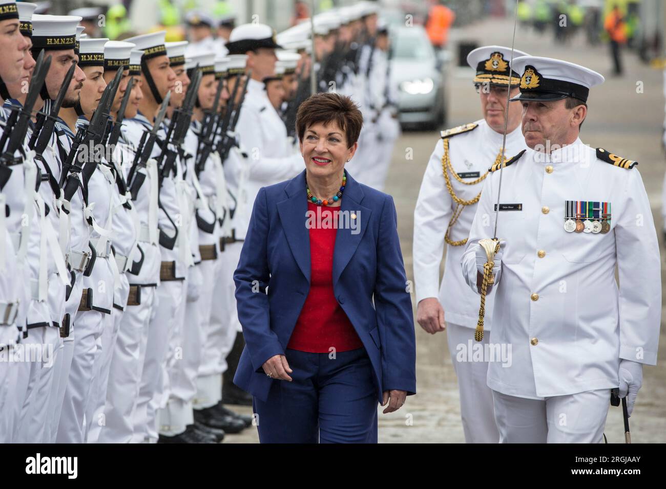 Dame Patsy Reddy, Governor General inspects a guard before boarding ...