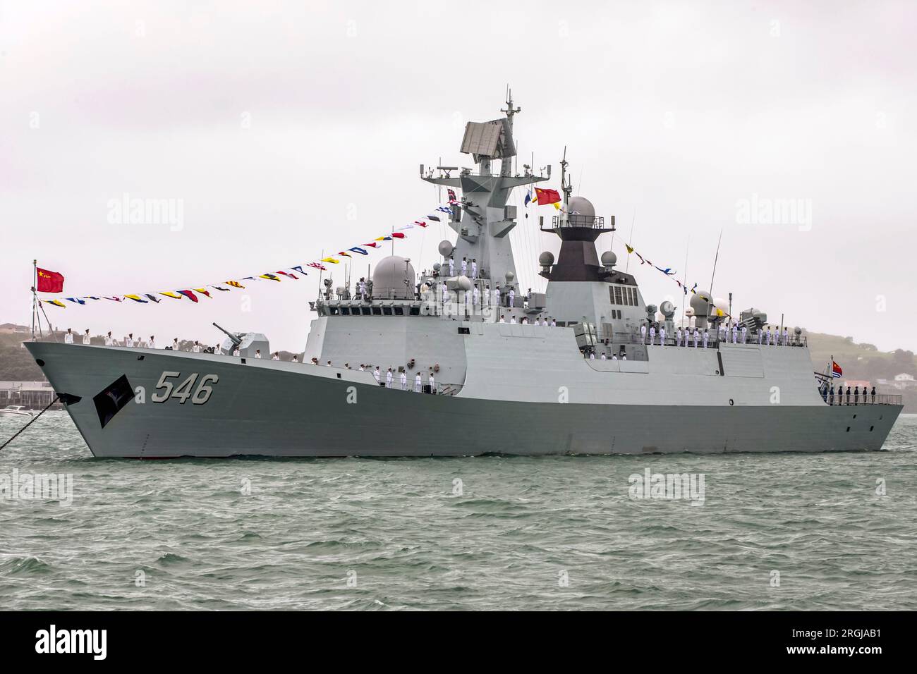 Crew of CNS Yan Cheng salute the Governor General, Dame Patsy Reddy as ...