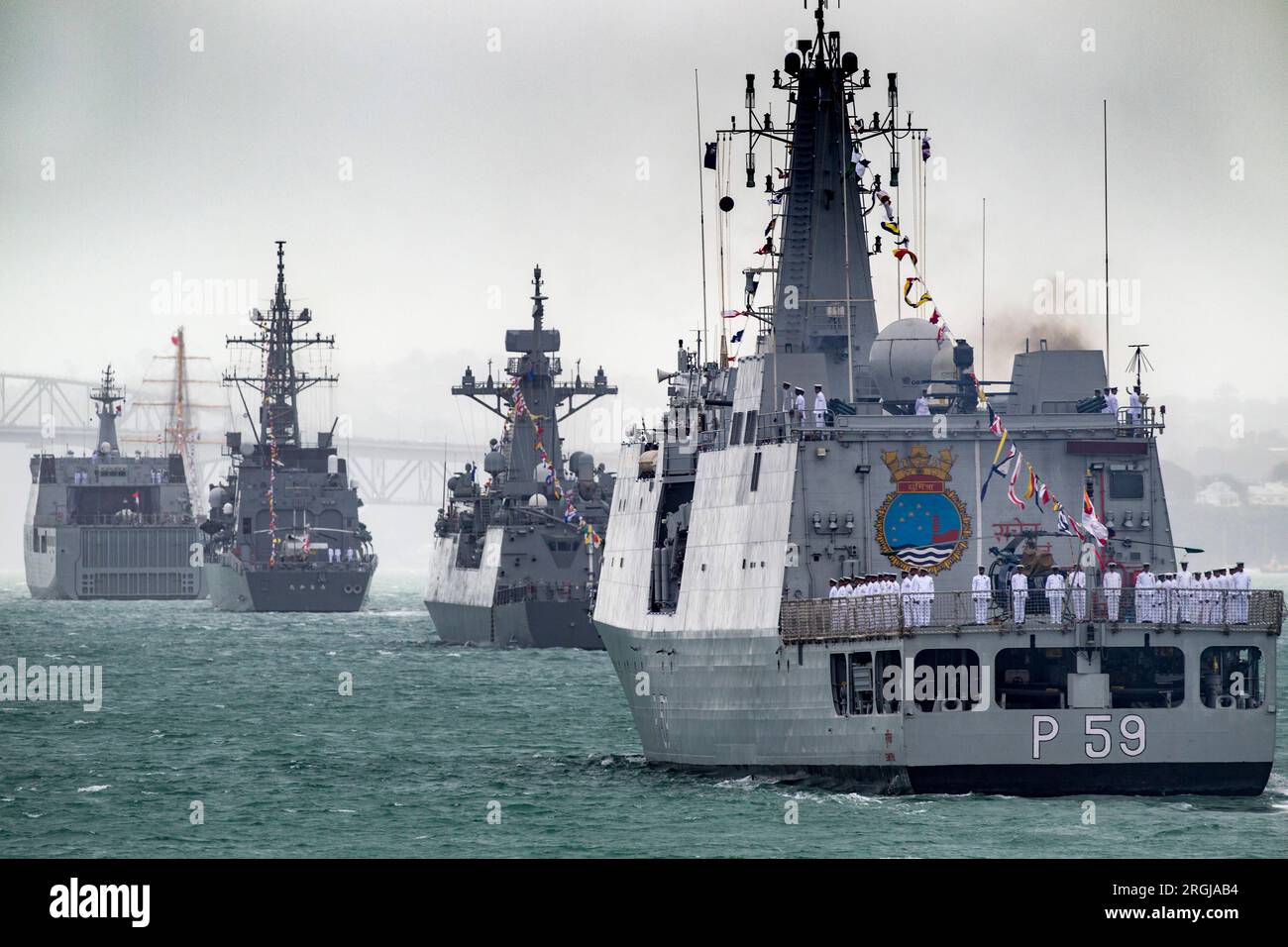 Ships taking part in an International Naval Review in the Waitemata ...