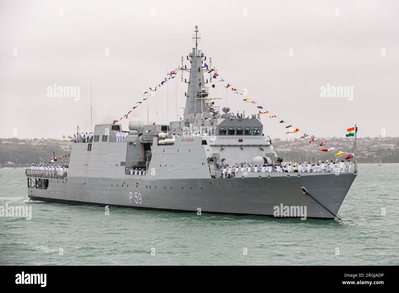 India’s navy INS Sumitra taking part in an International Naval Review ...