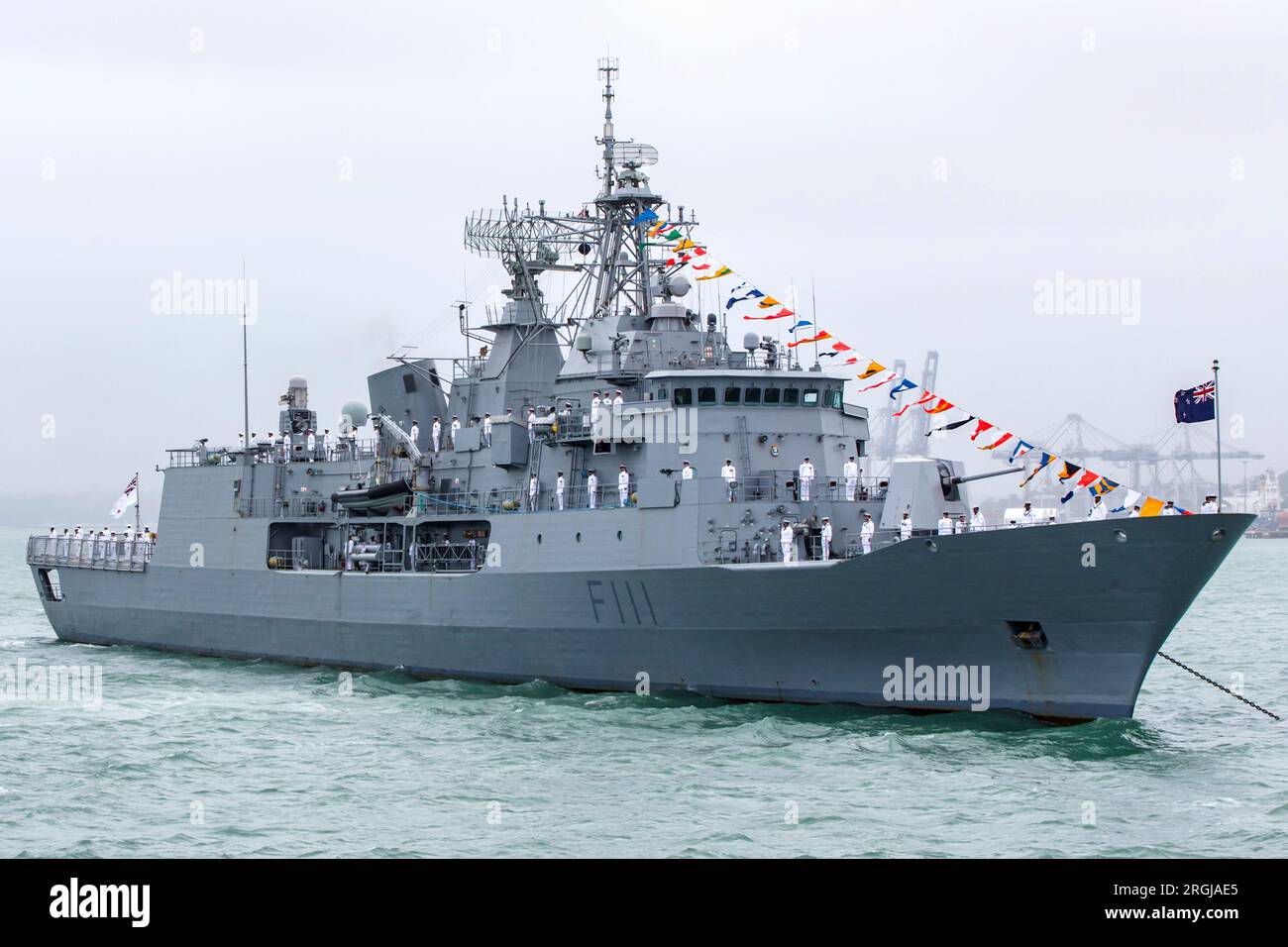 New Zealand’s navy frigate HMNZS Te Mana taking part in an ...