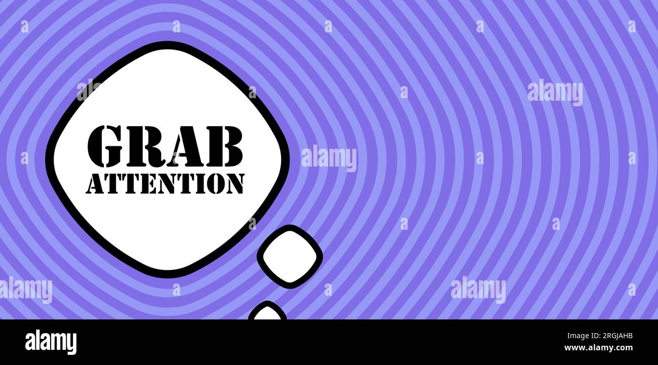 Speech bubble with Grab attention text. Boom retro comic style. Pop art ...