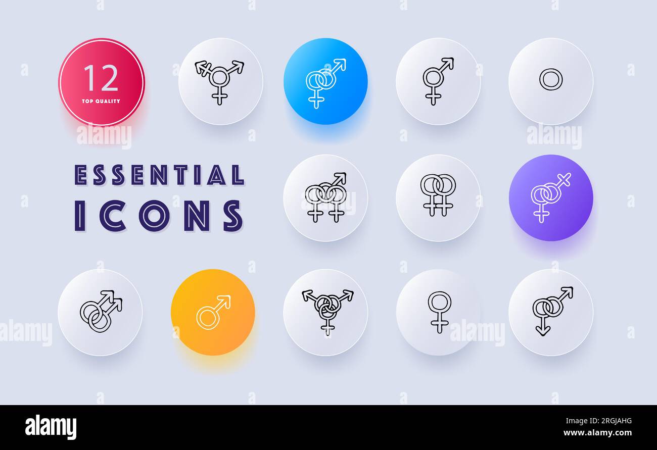 Gender identity line icon. Asexuality, lgbt, equality, queer, self-determination. Neomorphism ...