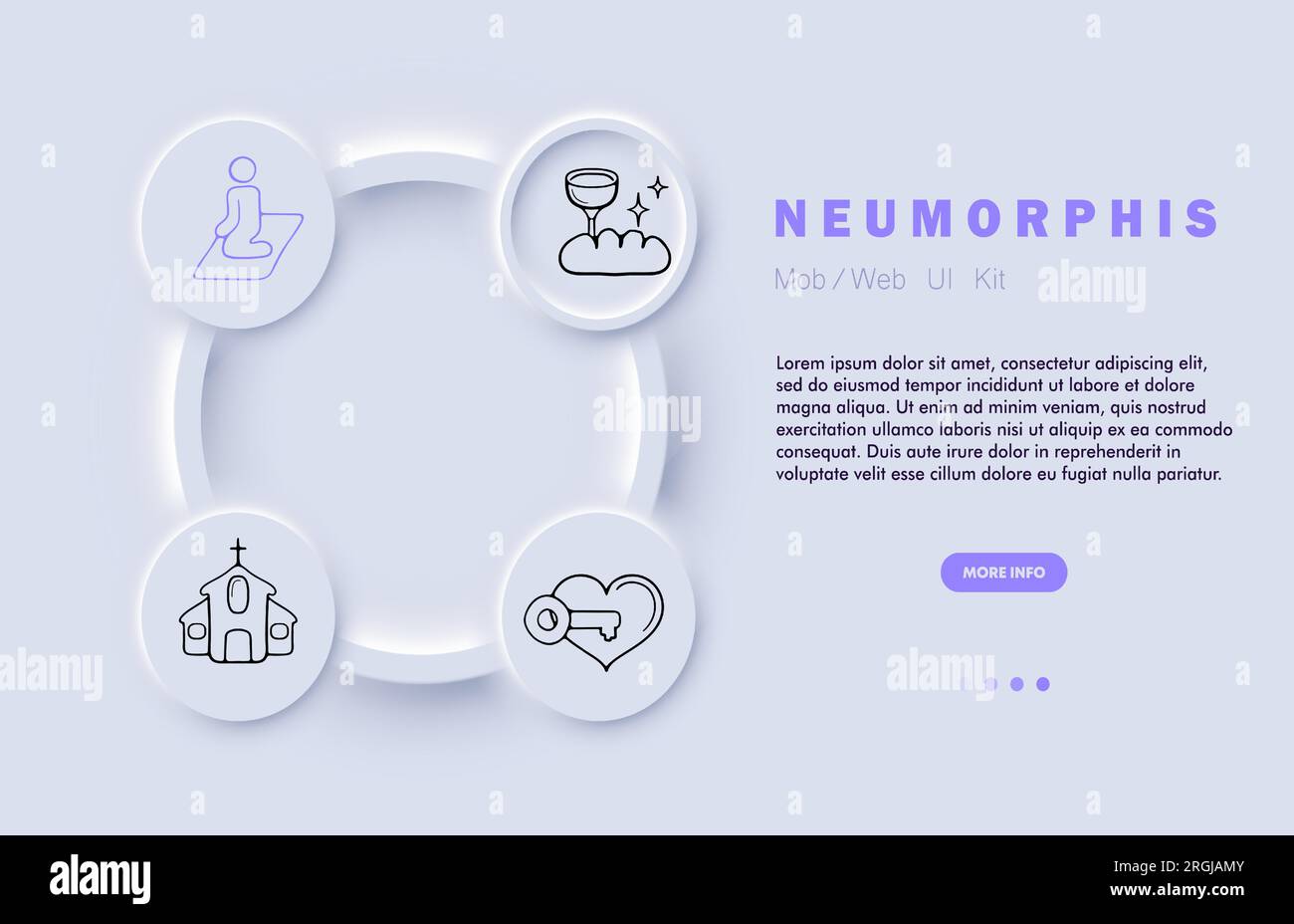 Religion line icon. Heart, key, prayer, church, communion, bread, wine ...