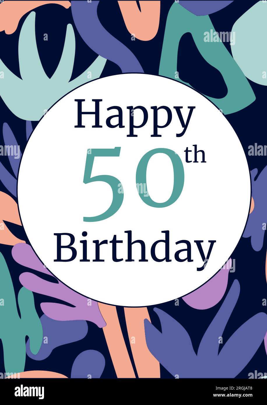 Happy 50 birthday text with pattern on black background Stock Photo - Alamy