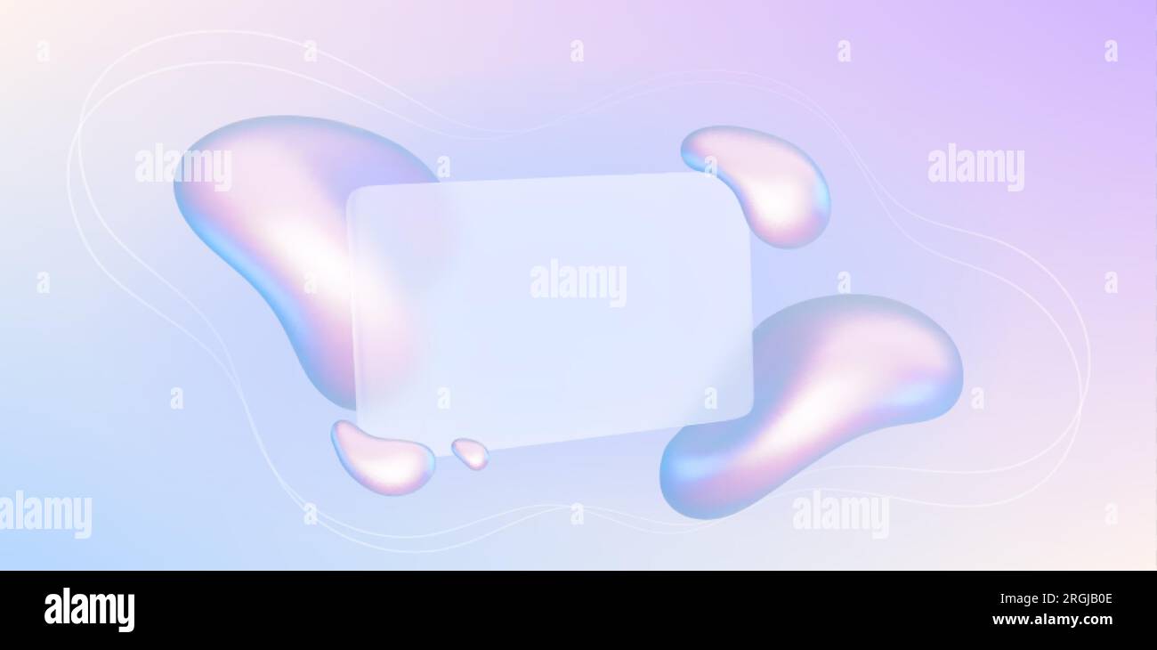 Abstract gradient background with glass card and liquid holographic ...