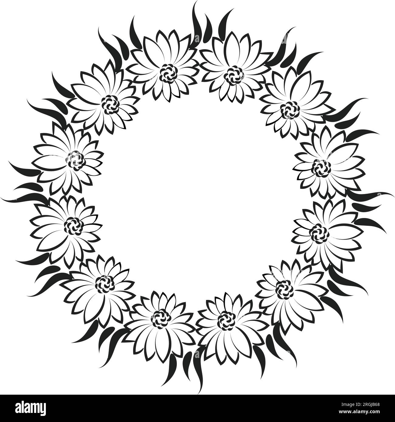 Hand Drawn sunflower border design. Floral border for print or use as ...