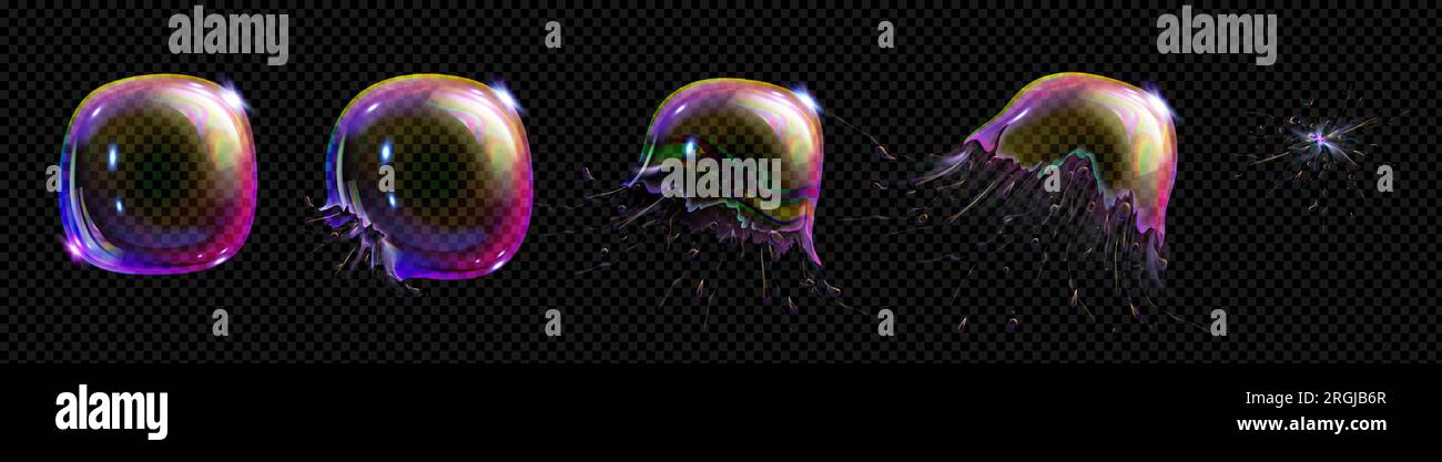 Realistic animation set of bubble burst isolated on transparent ...