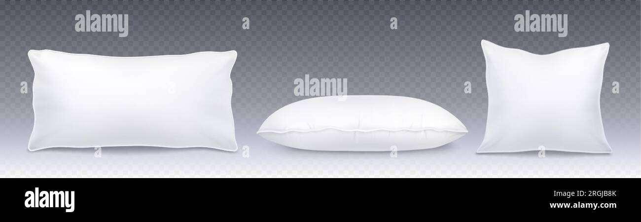 Realistic set of white pillows top and side view isolated on ...