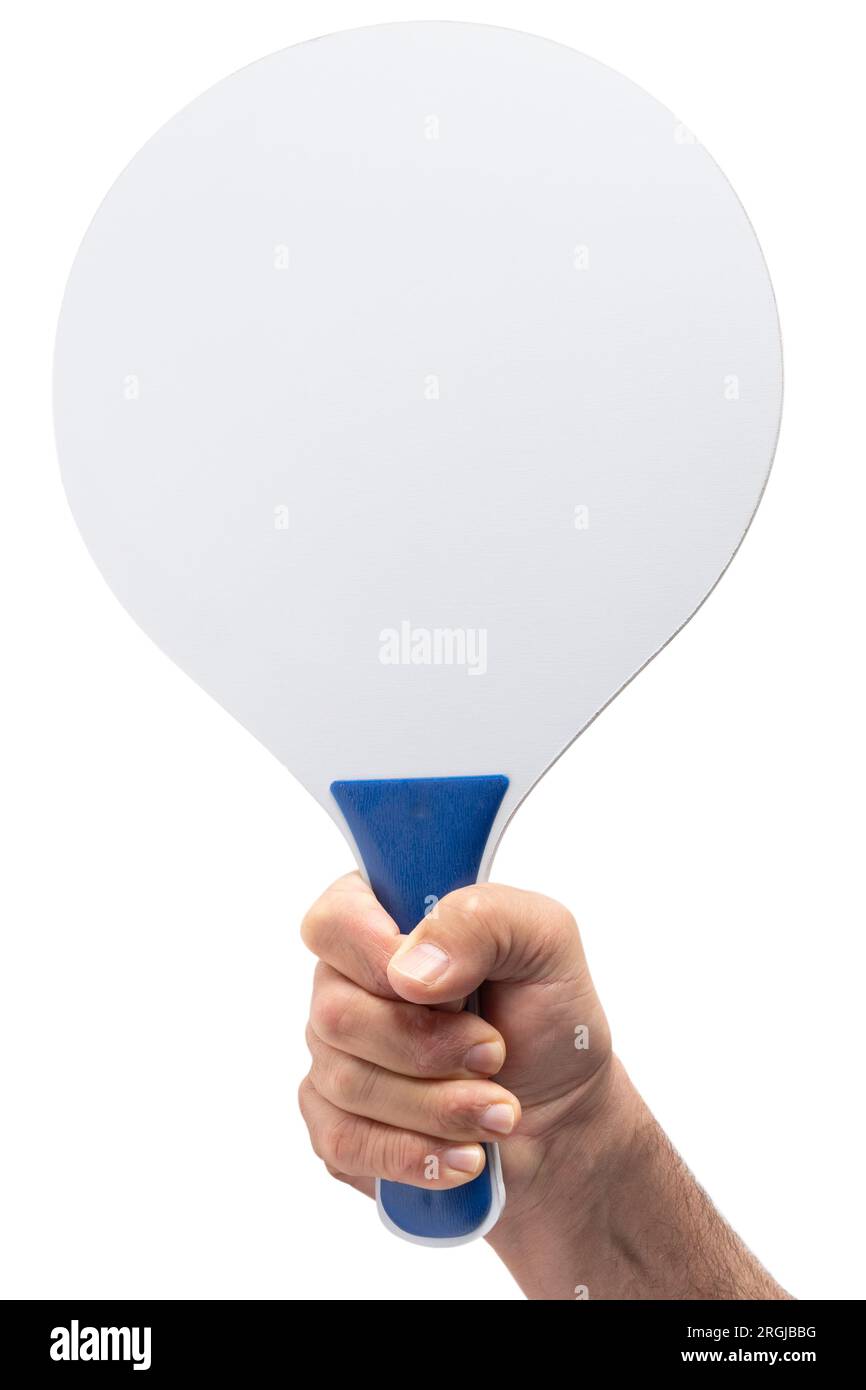 Round oval white sign board in human hand isolated on white background ...