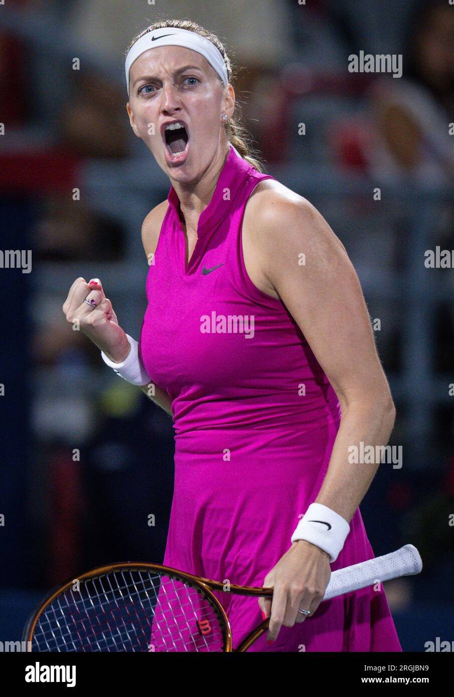 Petra Kvitova (CZE) reacts during her match against Camilla Giorgi of ...