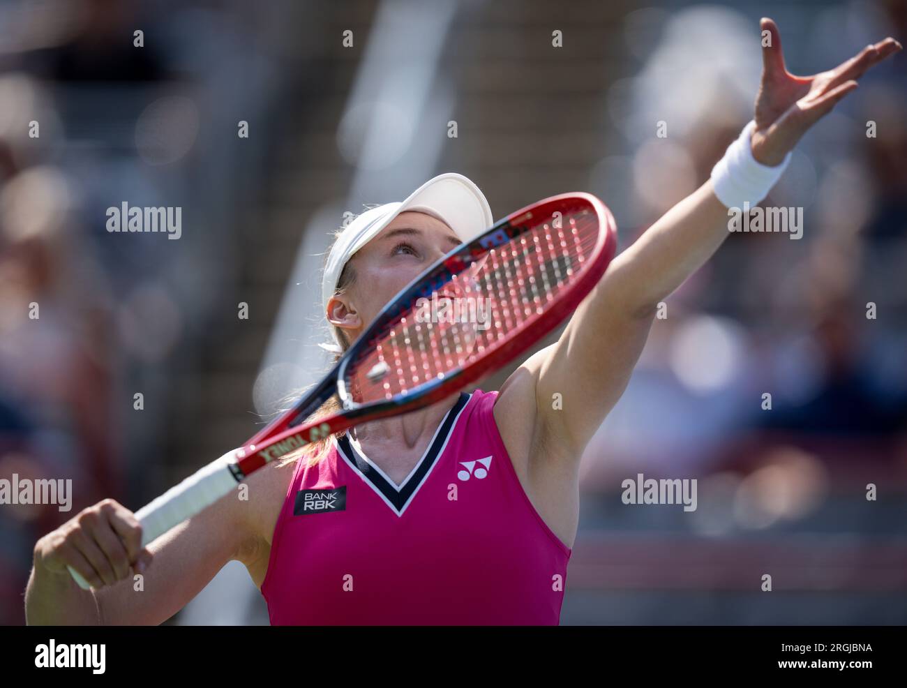 Elena Rybakina (KAZ) hits a shot during her match against Jennifer ...