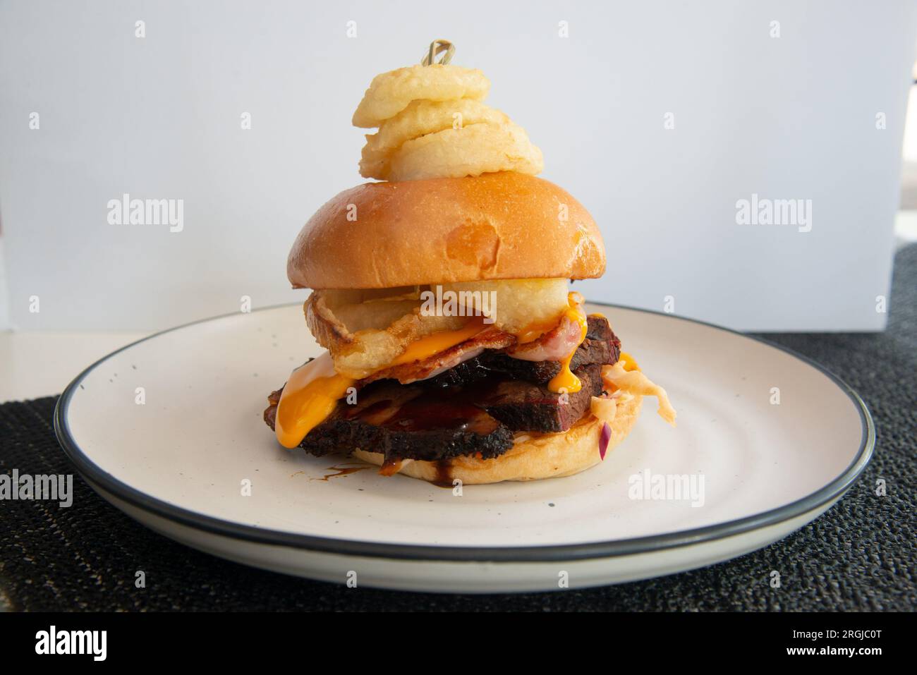 Hamburger in display for the photo shoot in Tokyo, Japan. Nowadays in ...