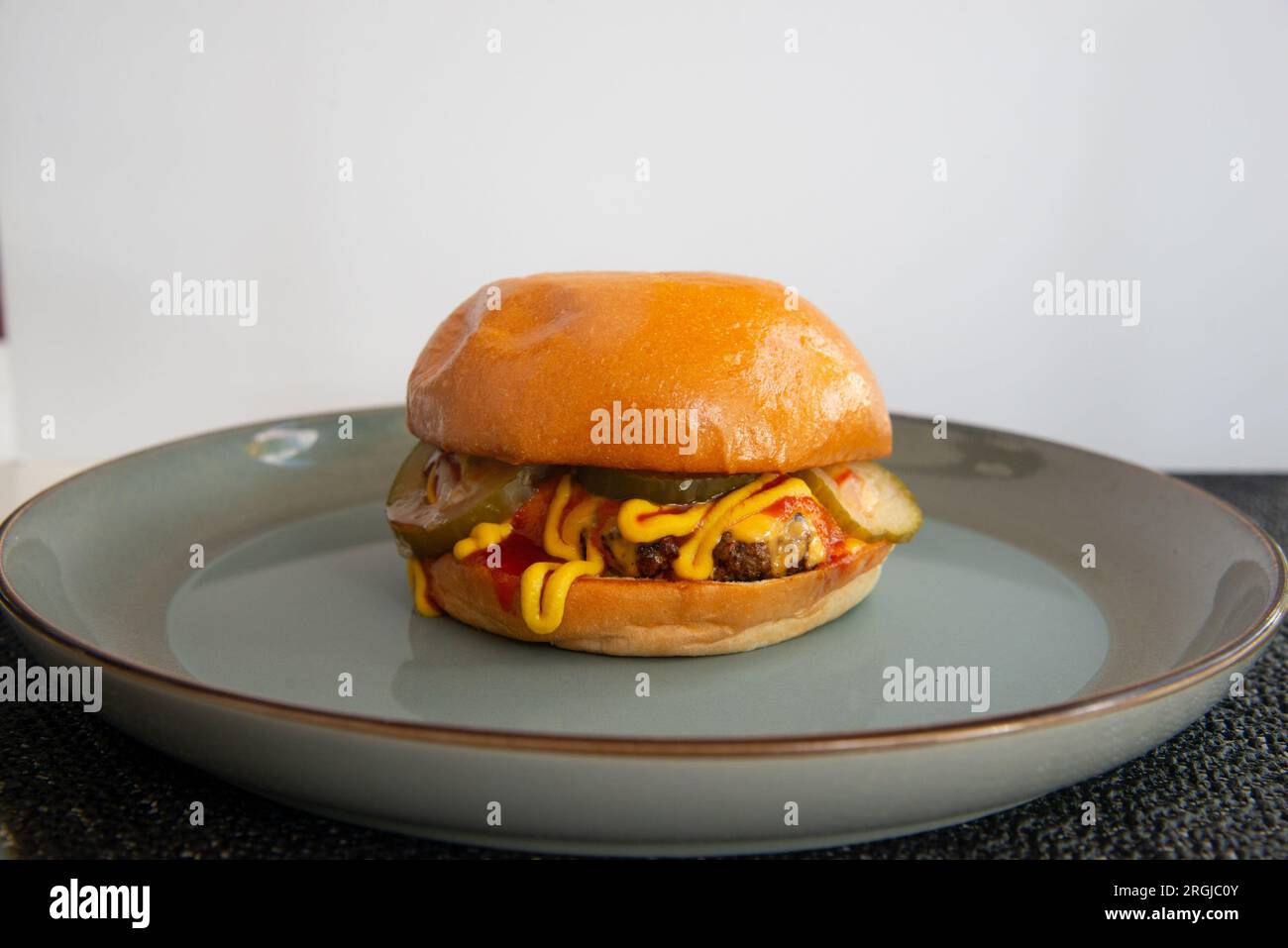 Hamburger in display for the photo shoot in Tokyo, Japan. Nowadays in ...