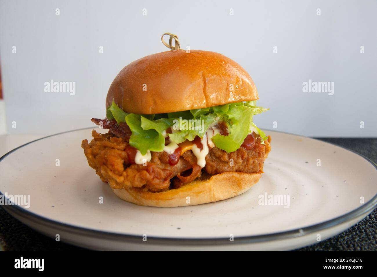 Hamburger in display for the photo shoot in Tokyo, Japan. Nowadays in ...