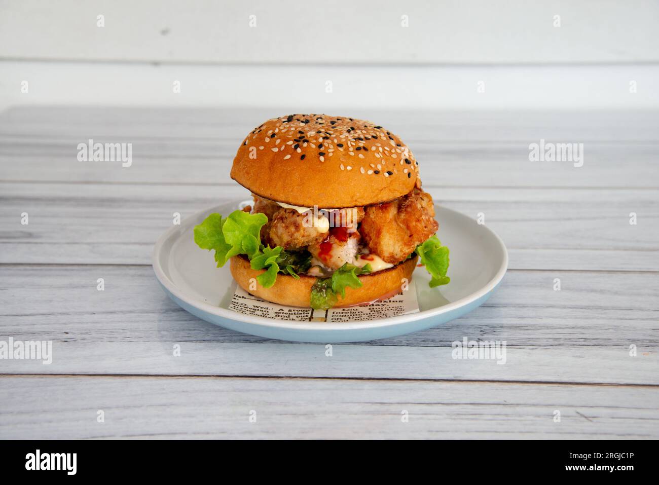 Hamburger in display for the photo shoot in Tokyo, Japan. Nowadays in ...