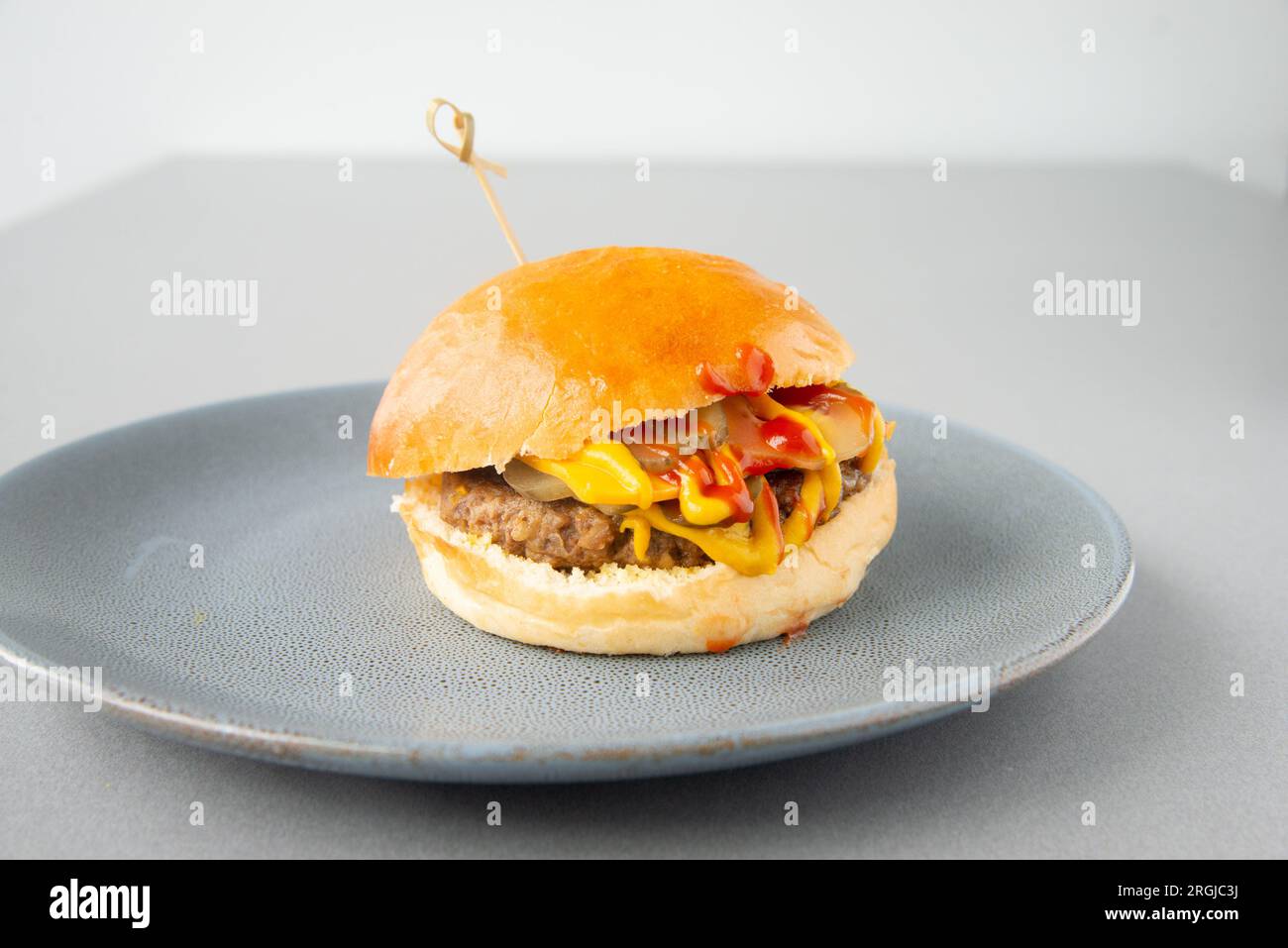 Hamburger in display for the photo shoot in Tokyo, Japan. Nowadays in ...
