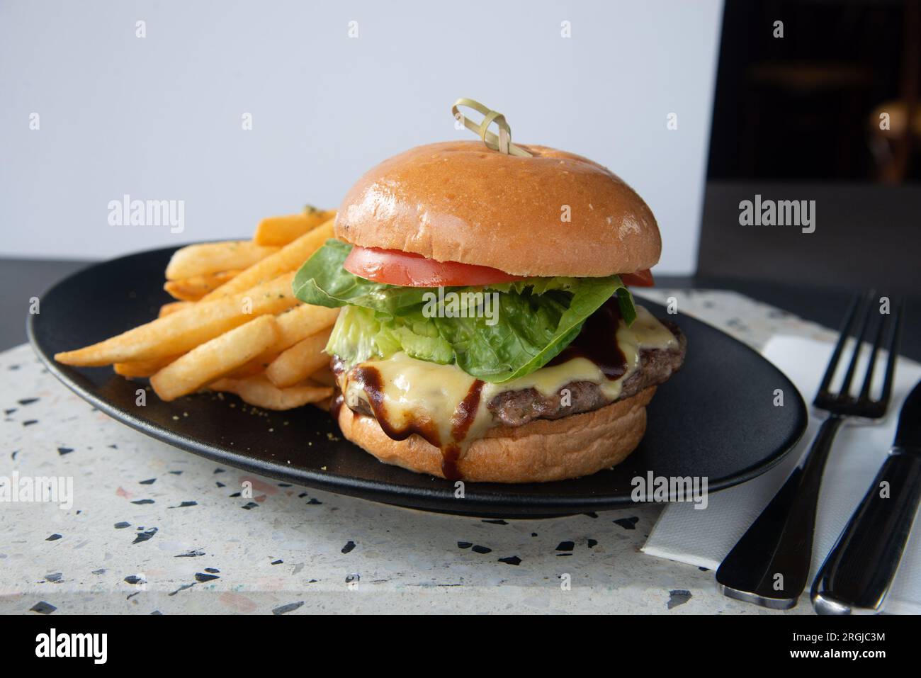 Hamburger in display for the photo shoot in Tokyo, Japan. Nowadays in ...
