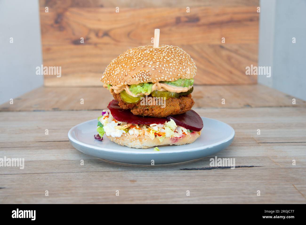 Hamburger in display for the photo shoot in Tokyo, Japan. Nowadays in ...