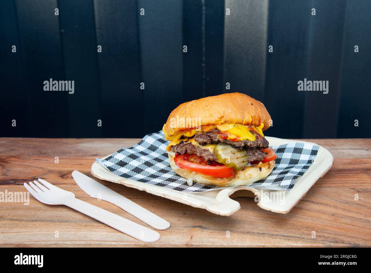 Hamburger in display for the photo shoot in Tokyo, Japan. Nowadays in ...