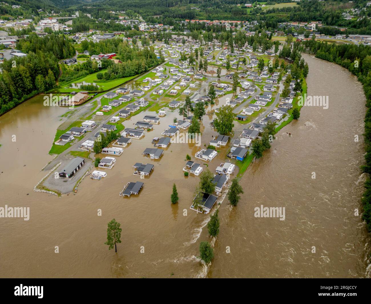 Dock 20230809.Parts of Dokka camping are completely flooded with water ...