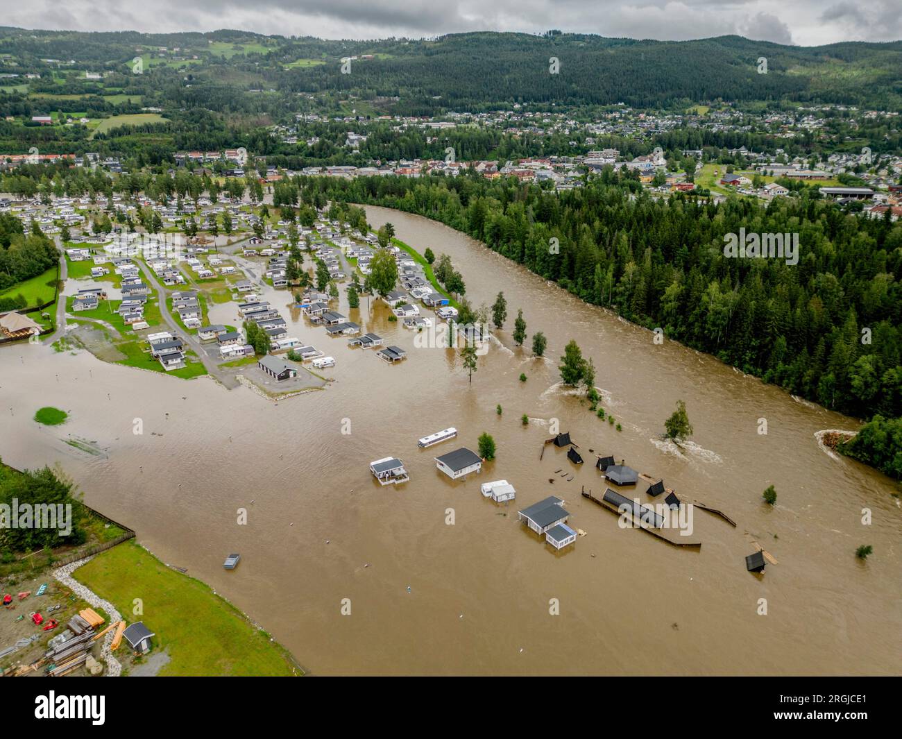 Dock 20230809.Parts of Dokka camping are completely flooded with water ...