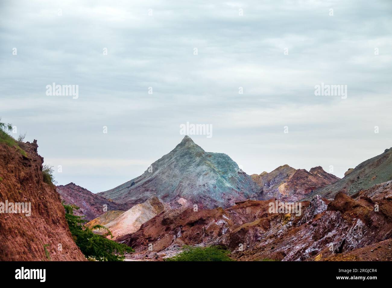 Lava cone, external eruption in lime-sand dessert. Washing out of salts ...