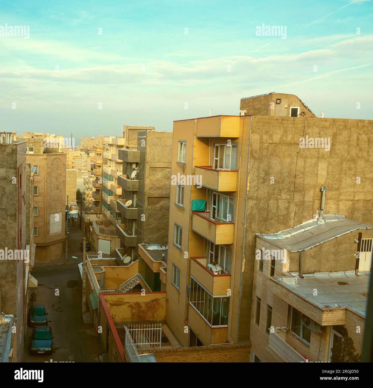 Iran, Tabriz, city blocks in oriental architecture with flat roofs ...