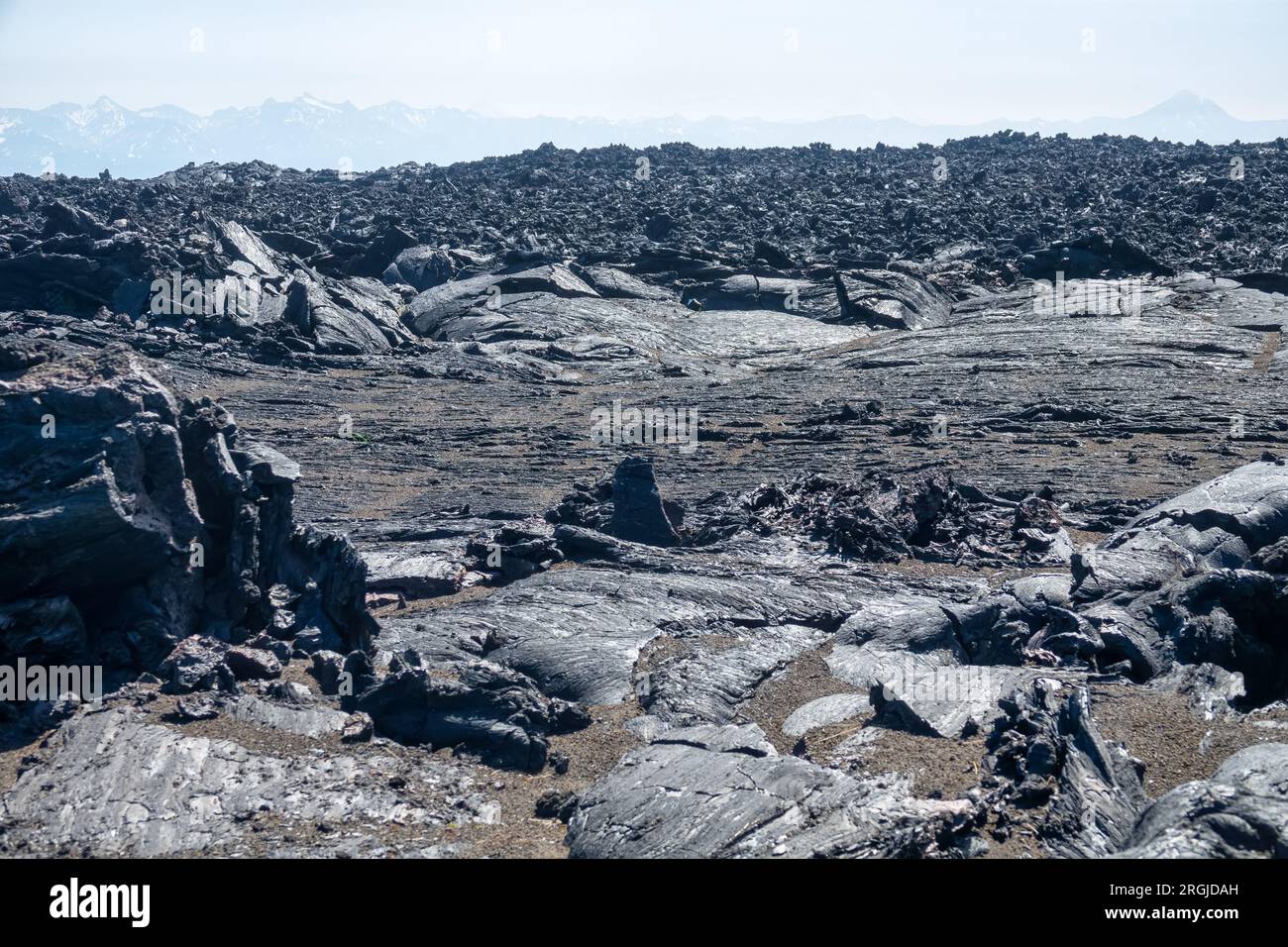 Extensive basalt lava fields (trappide) covered with slag against ...