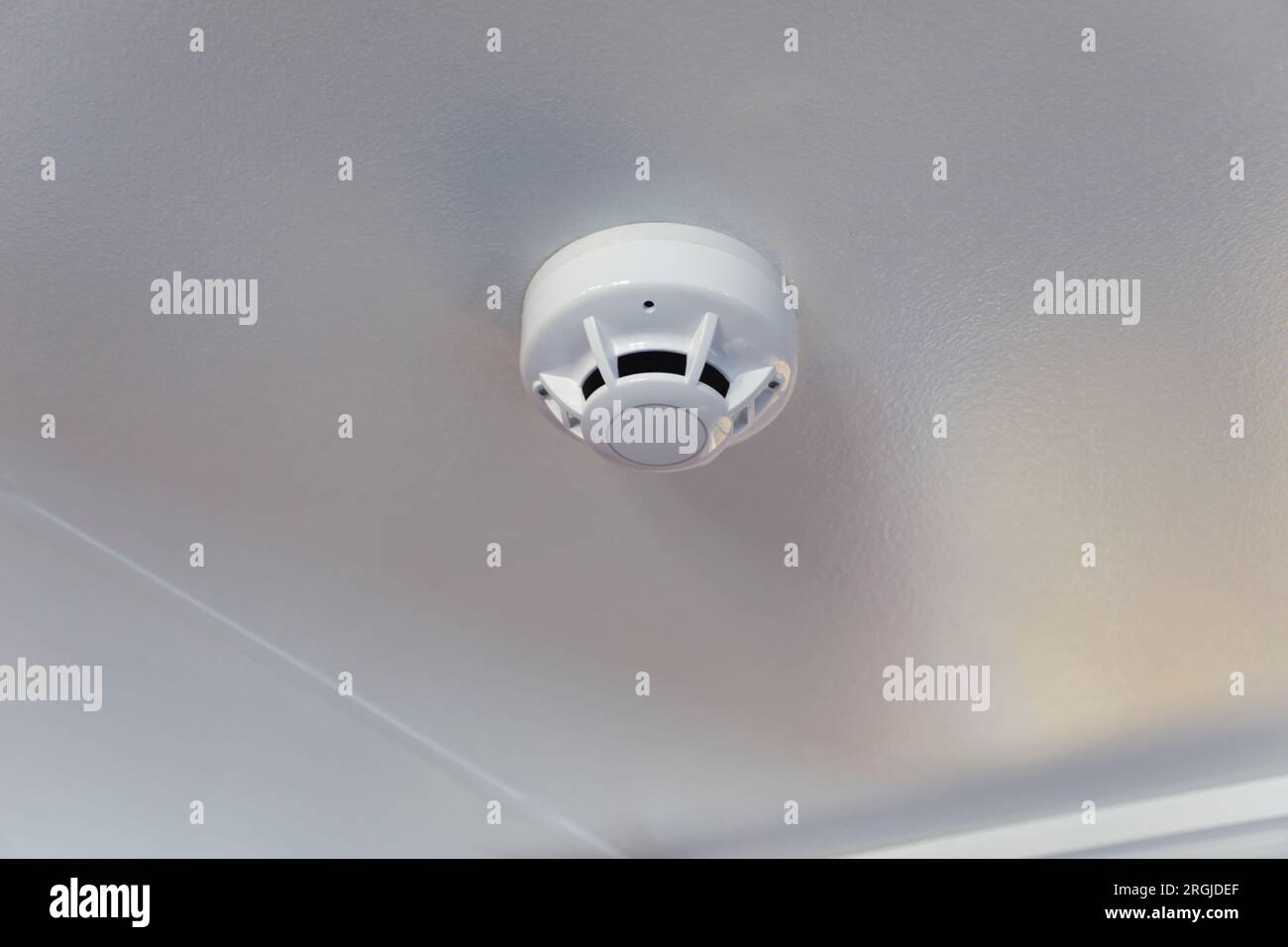 smoke detector in the ceiling, emergency fire alarm at an apartment's ...
