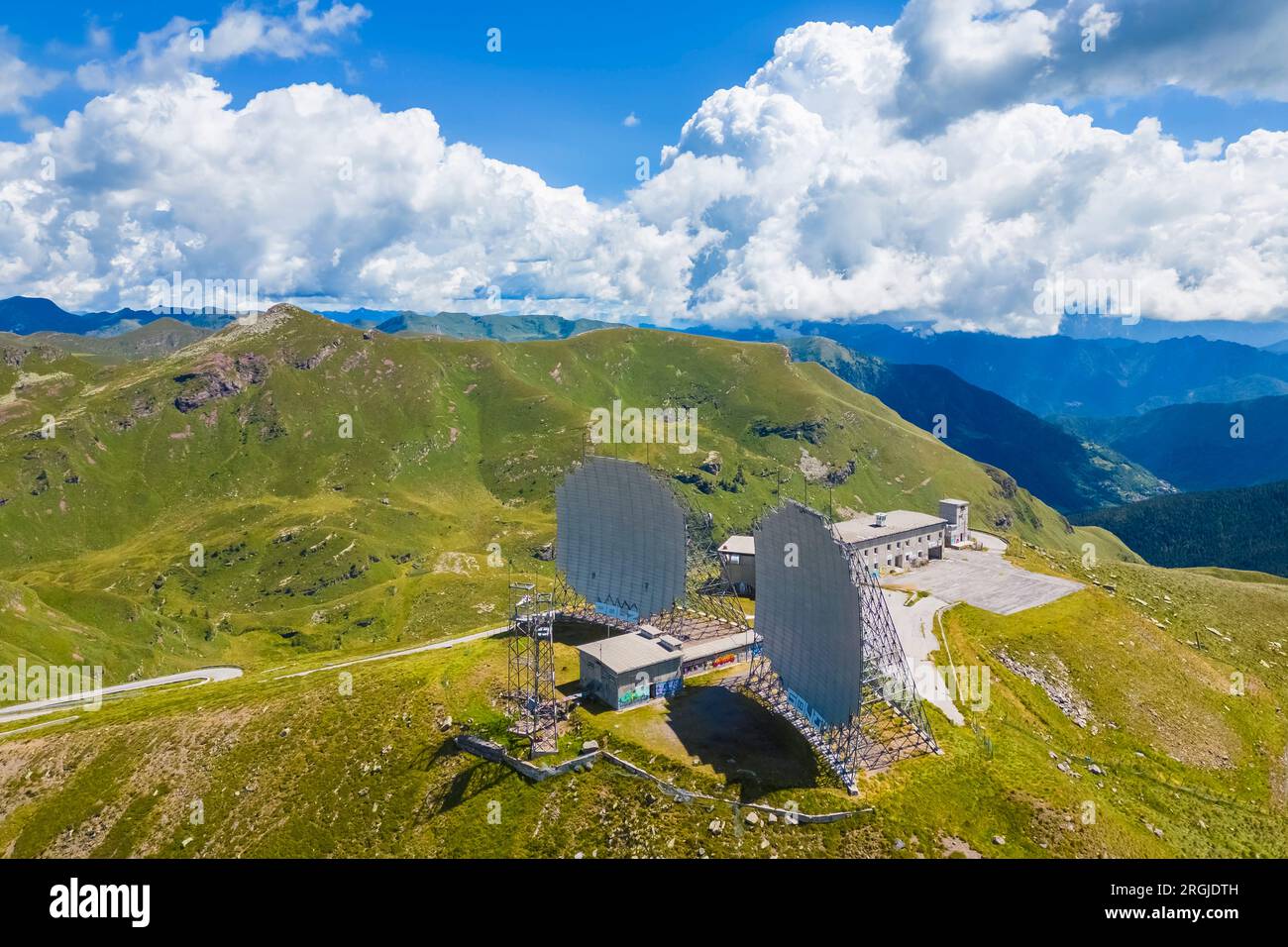 Aerial view of the Dosso dei Galli ex-military Nato base on the Maniva ...
