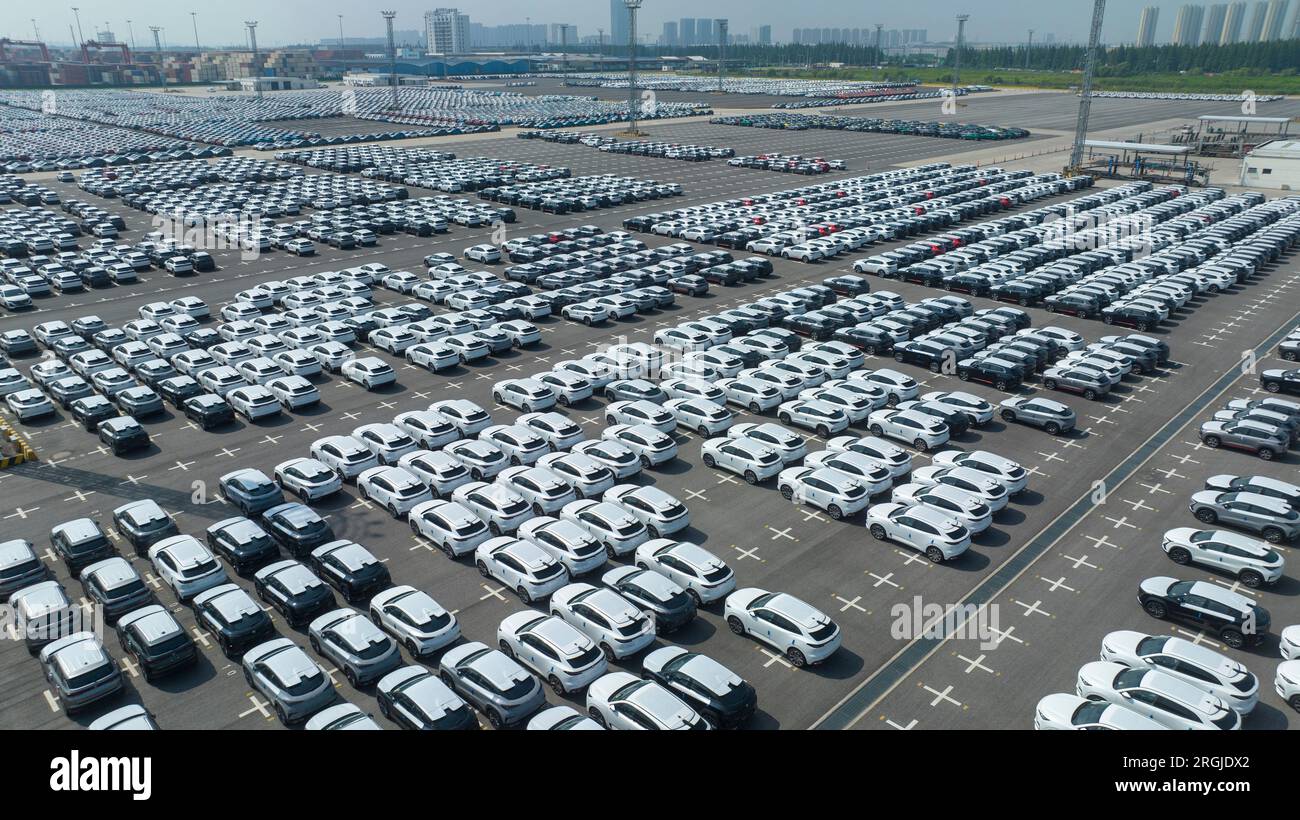 SUZHOU, CHINA - AUGUST 9, 2023 - A batch of cars are about to be ...