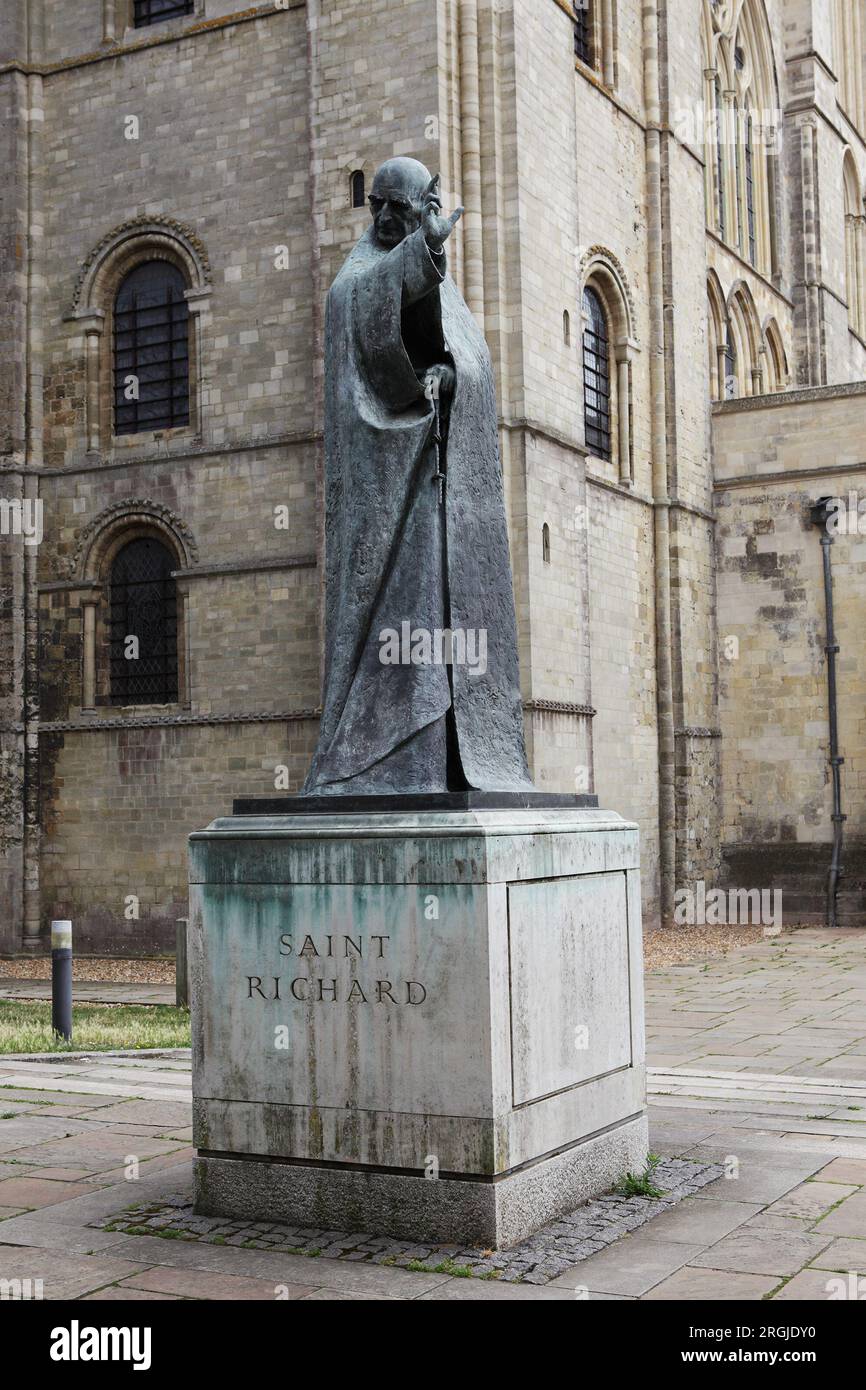 A statue of Saint Richard, situated outside Chichester Cathedral and ...