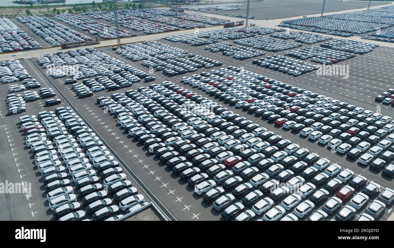 SUZHOU, CHINA - AUGUST 9, 2023 - A batch of cars are about to be ...