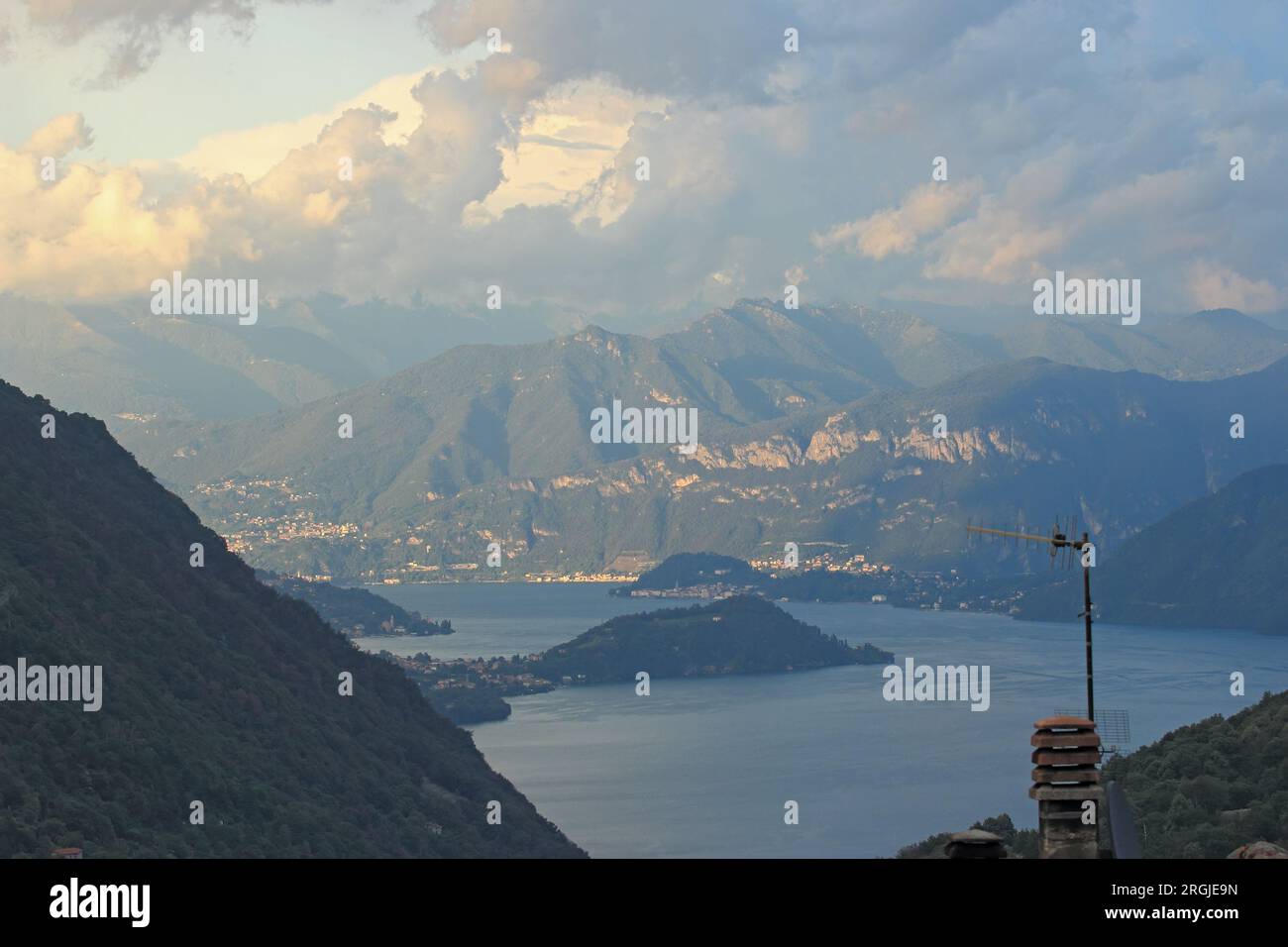 Italy, Como Lake overview at sunset Stock Photo - Alamy
