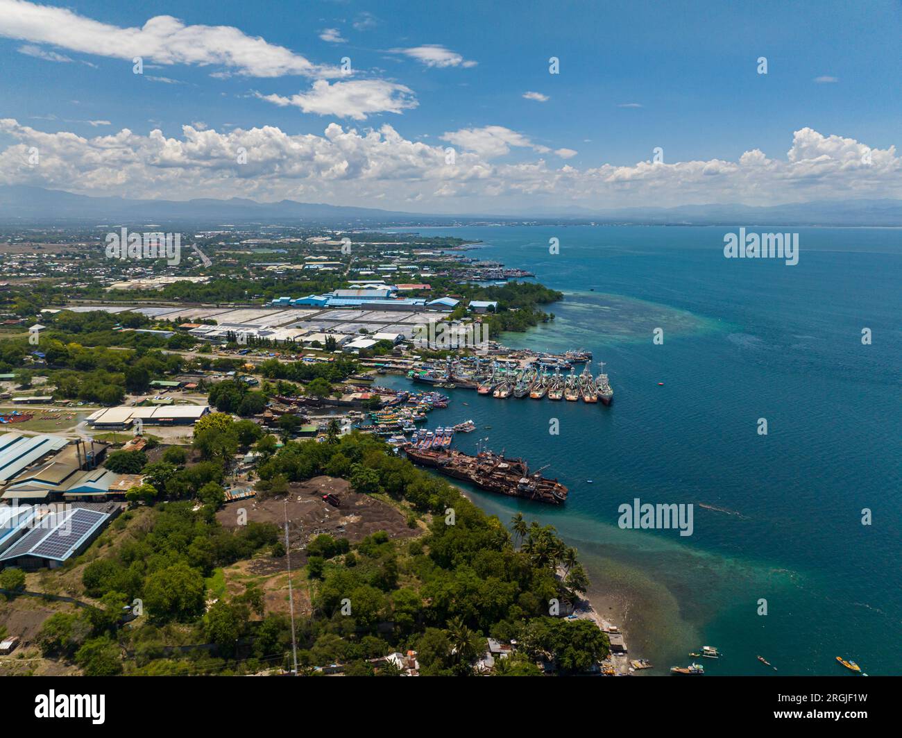 Above view of Tradional Philippine fishing boats in General Santos City ...