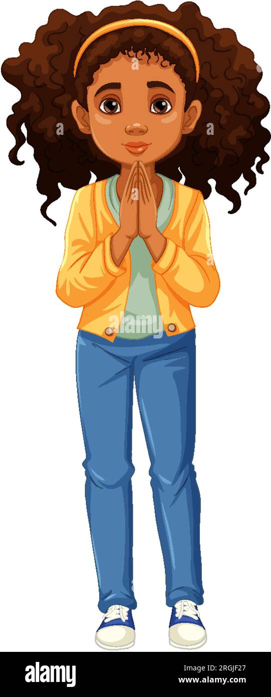 Cartoon Girl With Brown Curly Hair