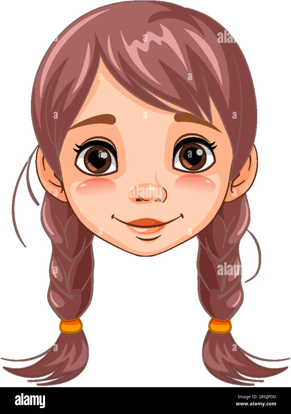 A cheerful cartoon illustration of a woman with long braided hair Stock ...