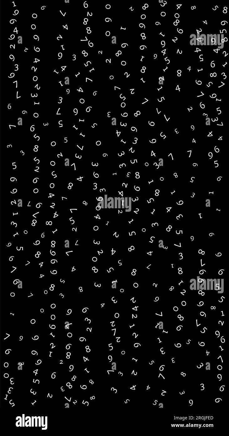 Falling numbers, big data concept. Binary white random flying digits ...